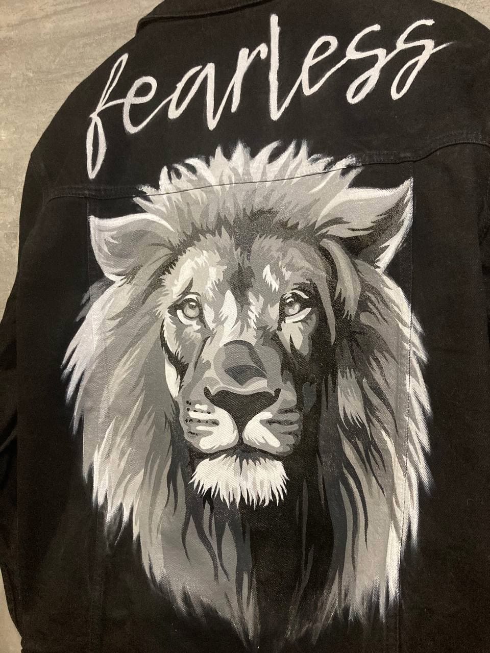Hand Painted Denim Jacket Lion - Etsy