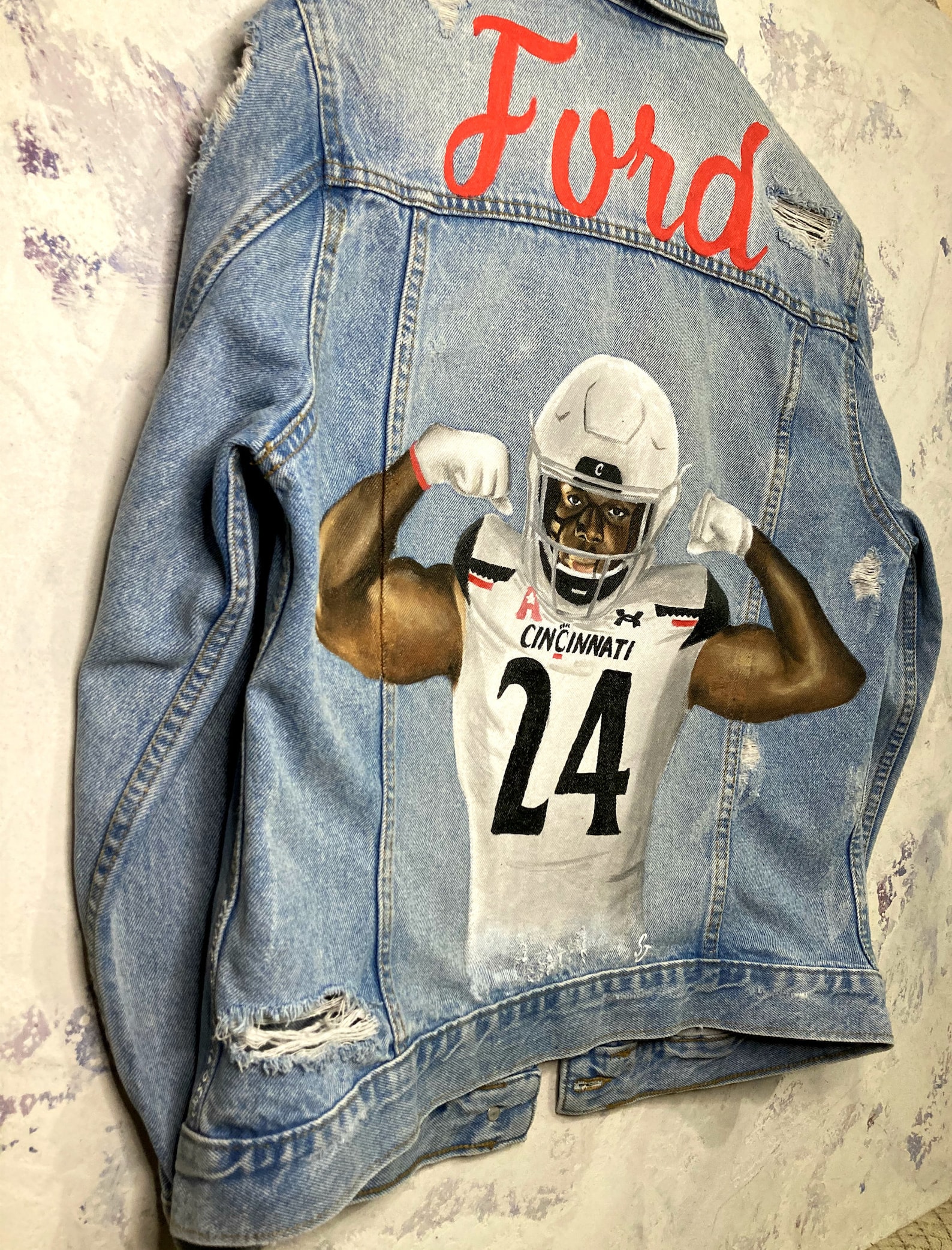 Football Jean Jacket Painted - Etsy