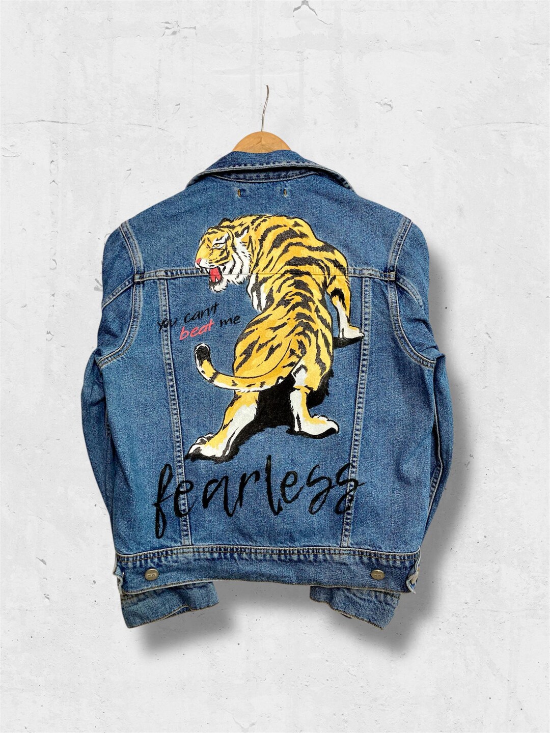 Personalized Gift, Painted Denim Jacket Tiger, Personalized Jean Jacket ...