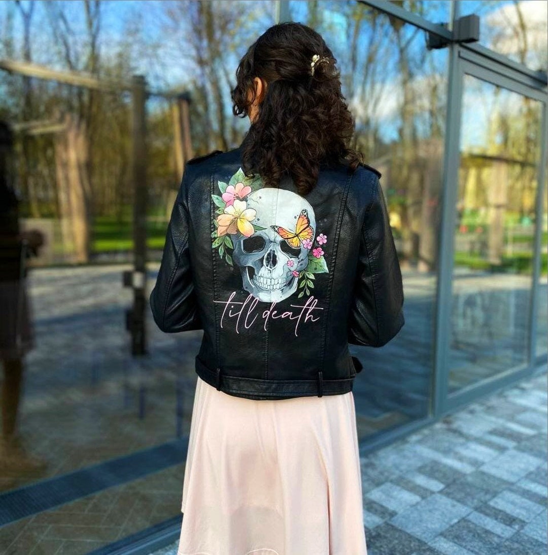 Bride Skull Leather Jacket, Till Death Jacket, Till Death Skull Jacket ...
