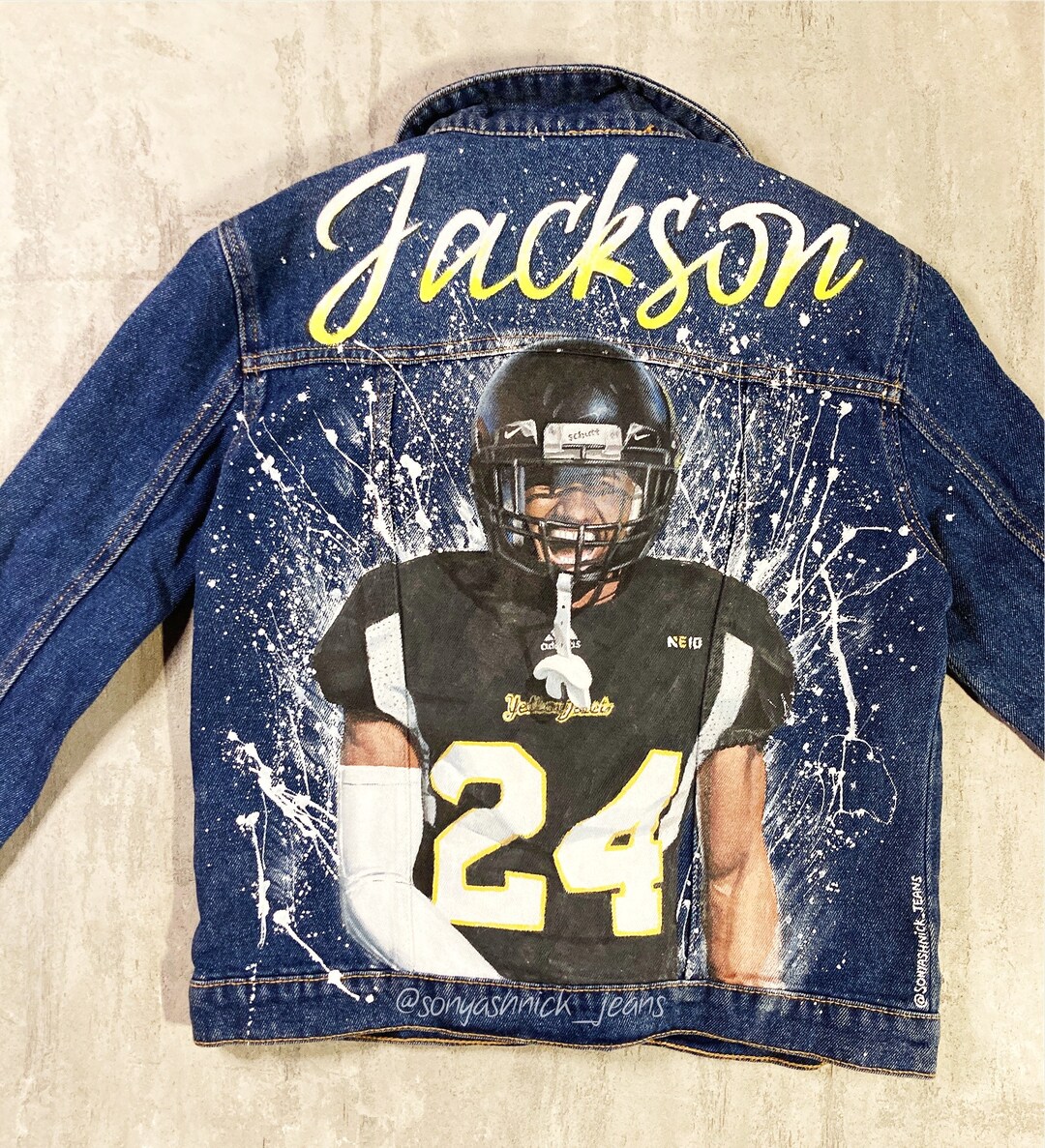 Letterman Jacket, Football Season Jean Jacket, Custom Denim Jacket ...
