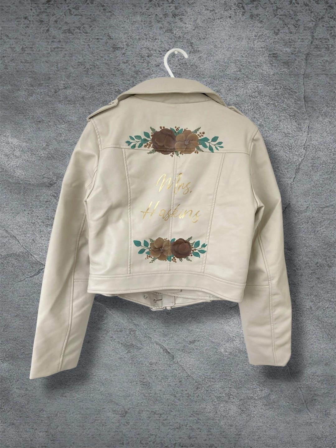 White Bride Leather Jacket, White Wedding Jacket, Painted Mrs Jacket ...