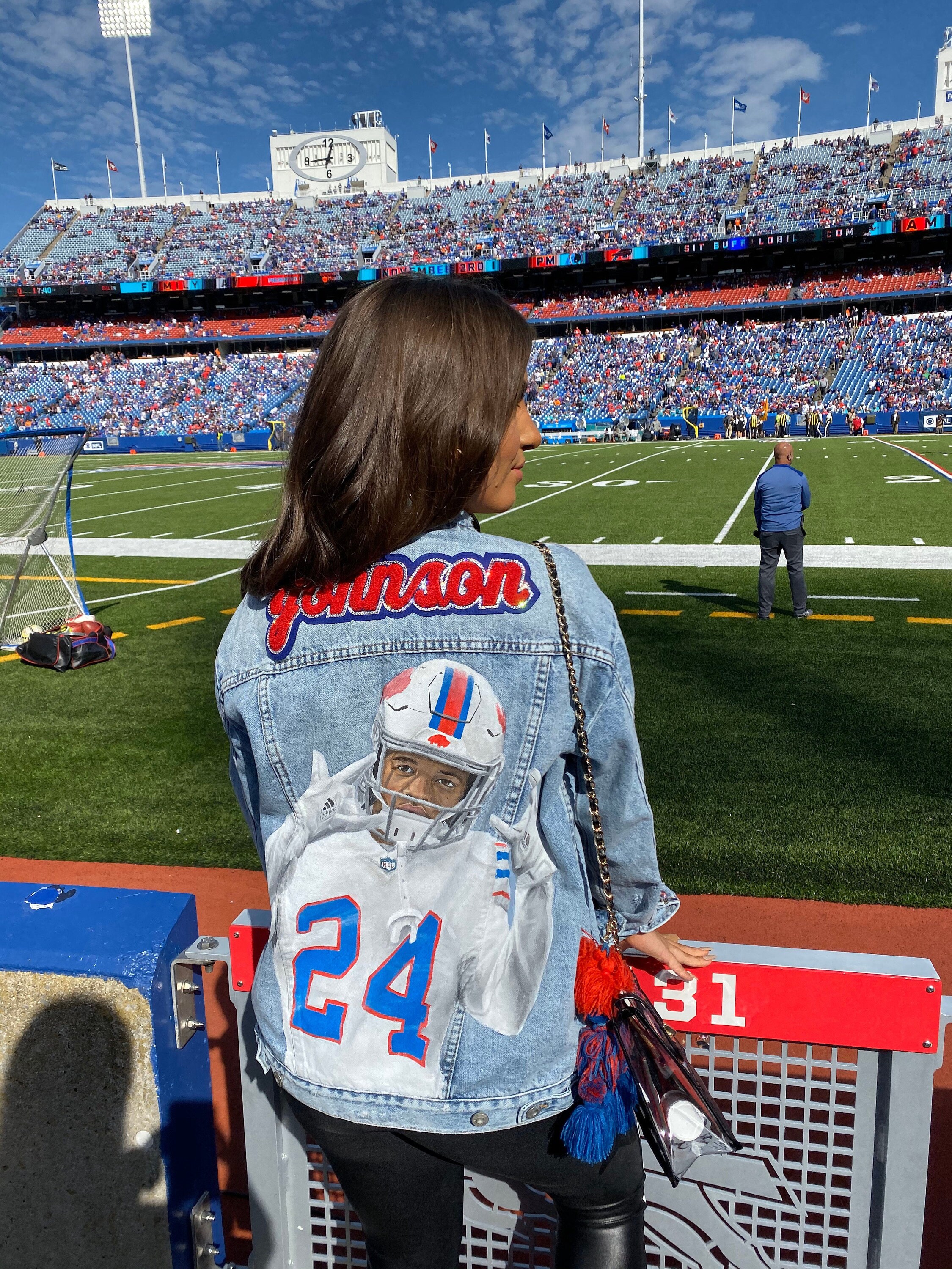 Custom Painted Denim Jacket Football Player | Etsy