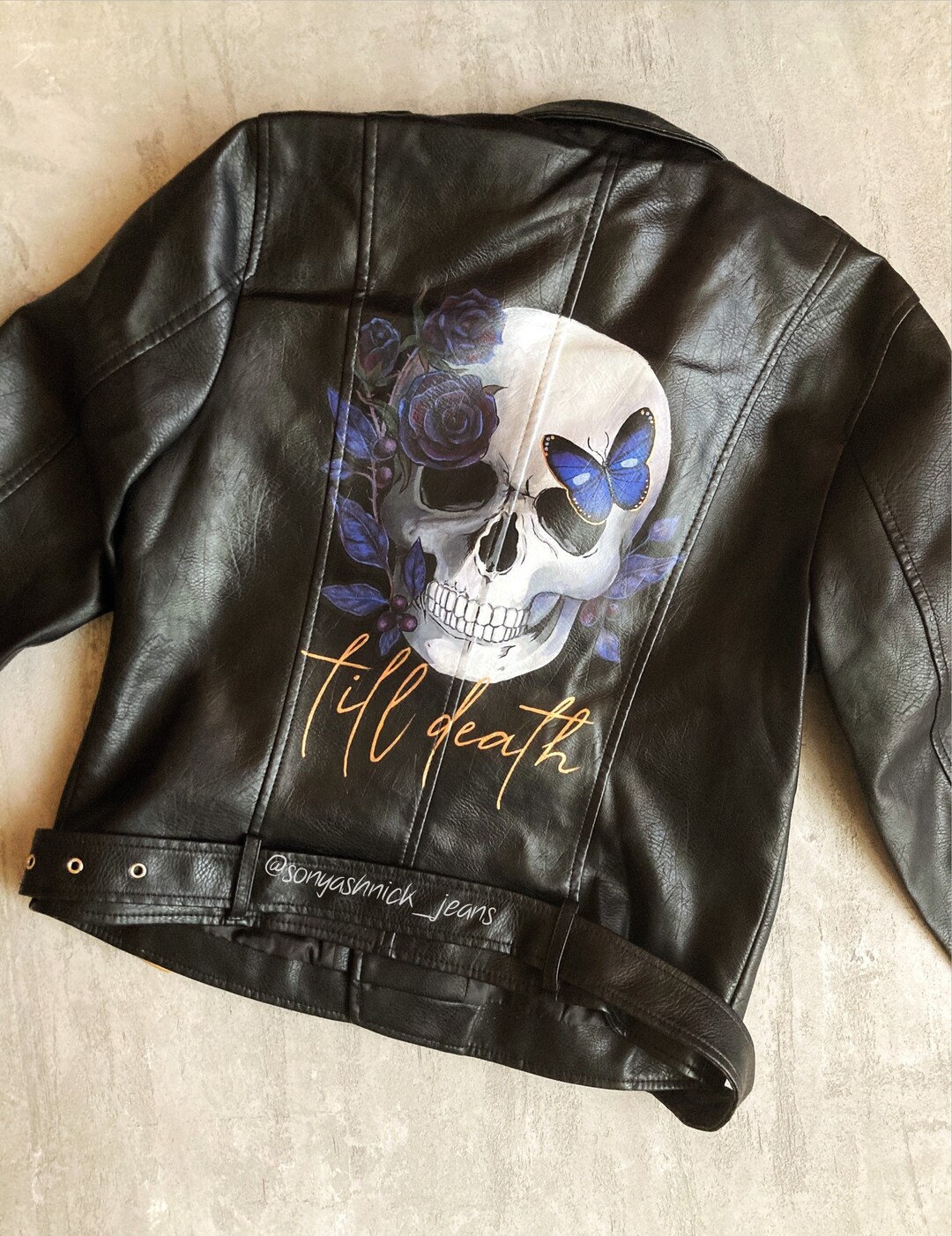 Painted Leather Jacket, Bride Leather Jacket, Wedding Leather Jacket ...