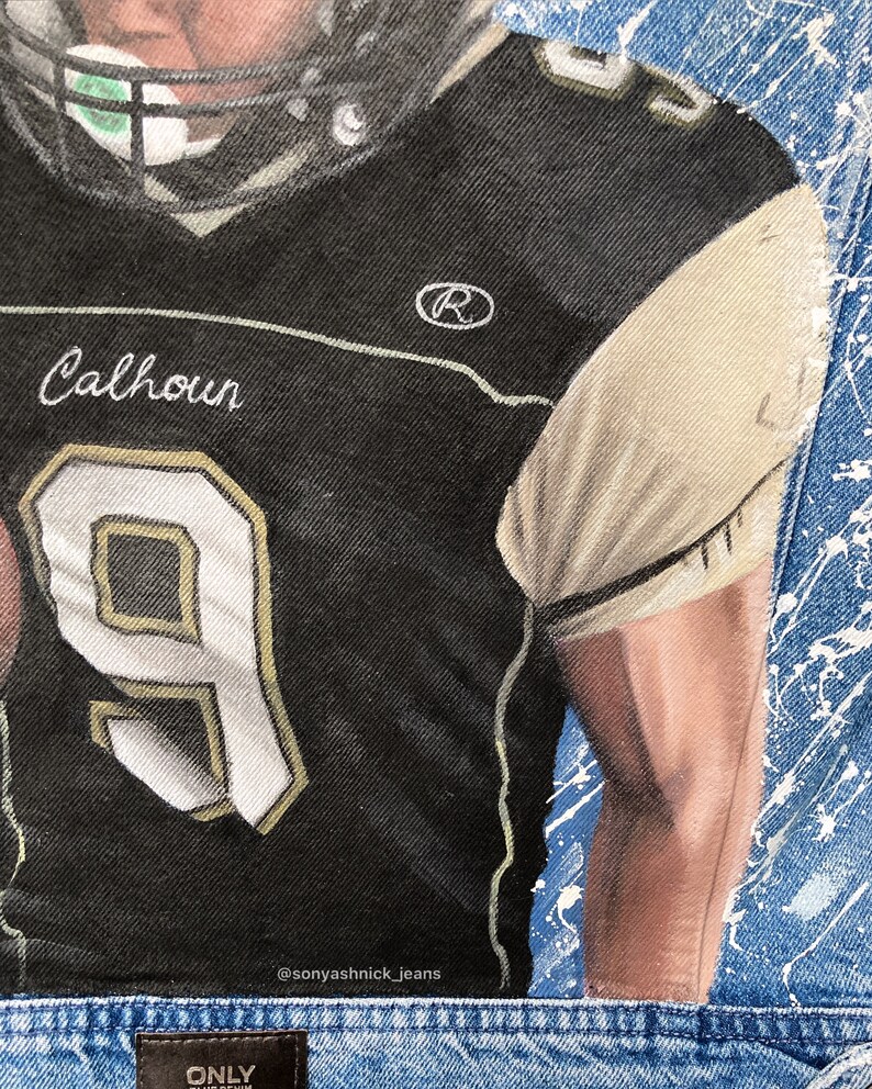 Custom Painted Denim Jacket Football Player - Etsy