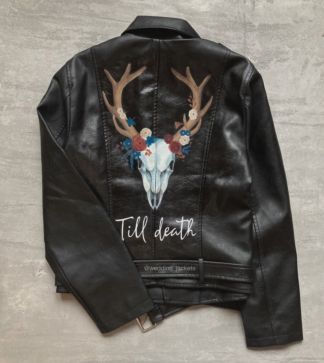 Personalized Jacket, Painted Leather Jacket, Custom Mrs Jacket, Skull ...