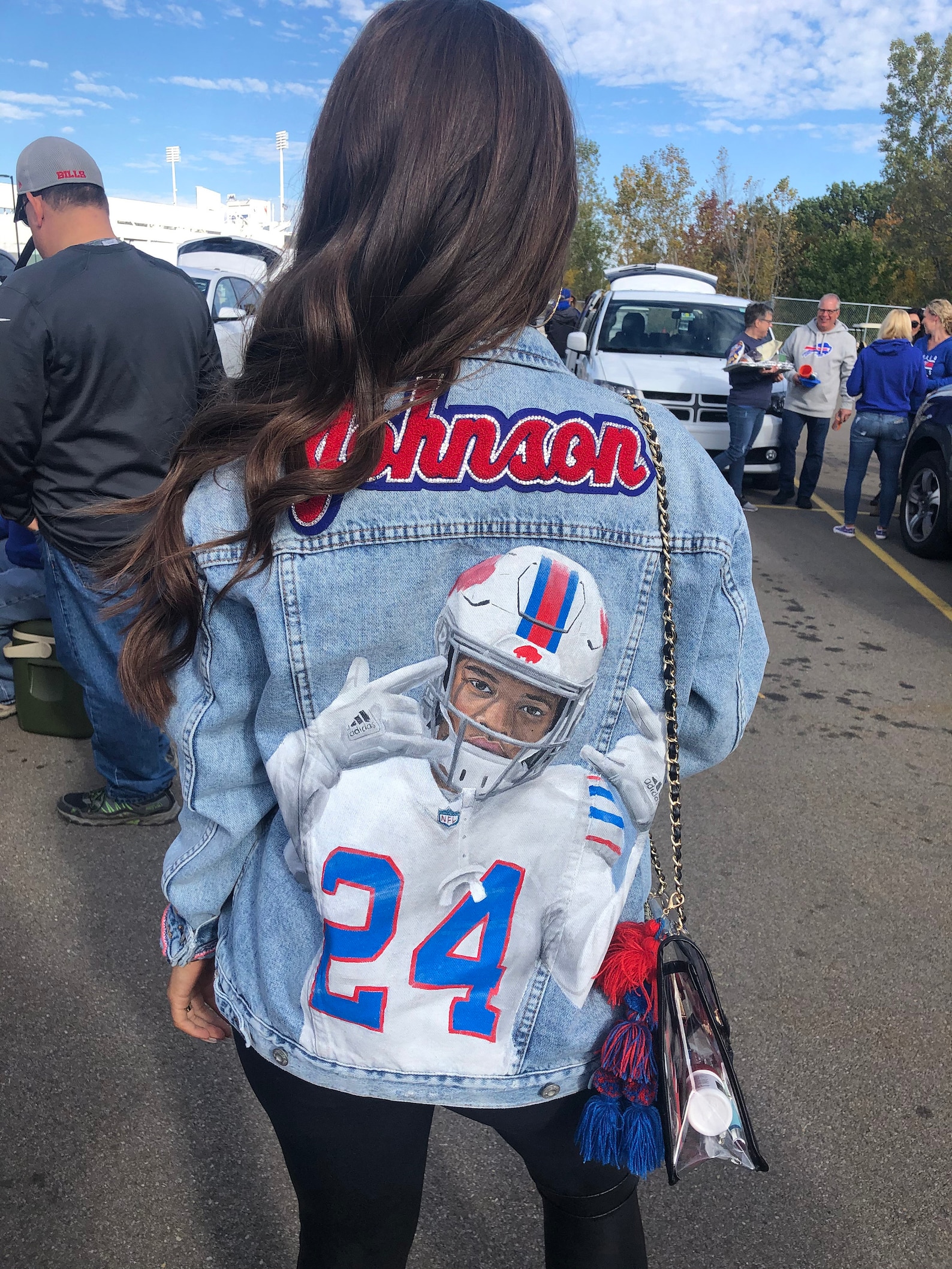 Custom Painted Denim Jacket Football Player | Etsy