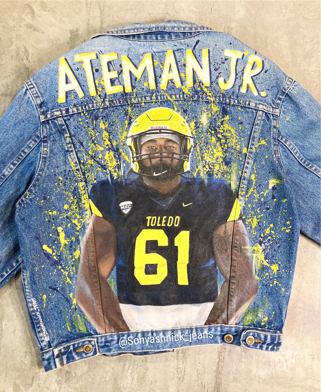 Football Custom Painted Denim Jacket, Game Day Apparel, Football Wife ...
