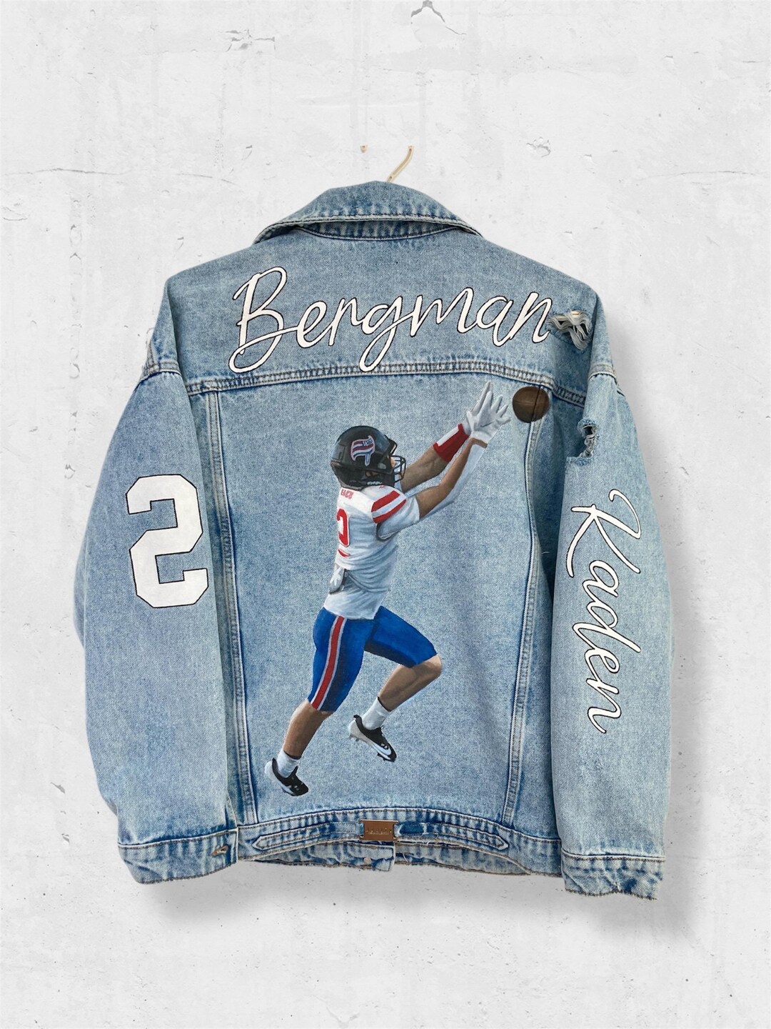 Football Jacket, Football Girlfriend Custom Denim Jacket, Custom ...