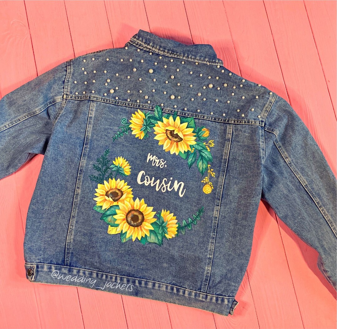 Bride Jean Jacket Sunflower Wedding Jacket Custom Wedding - Etsy