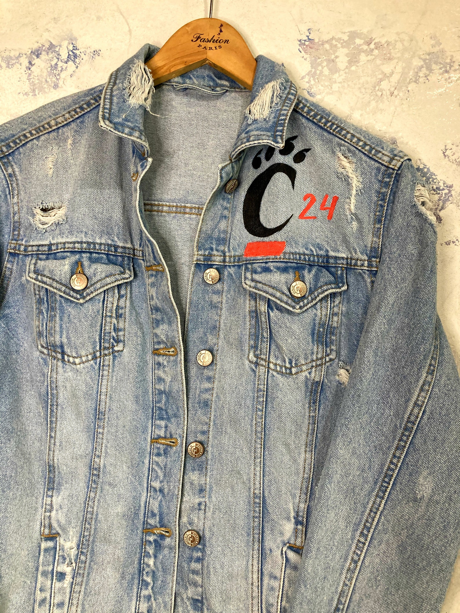 Football Jean Jacket Painted - Etsy