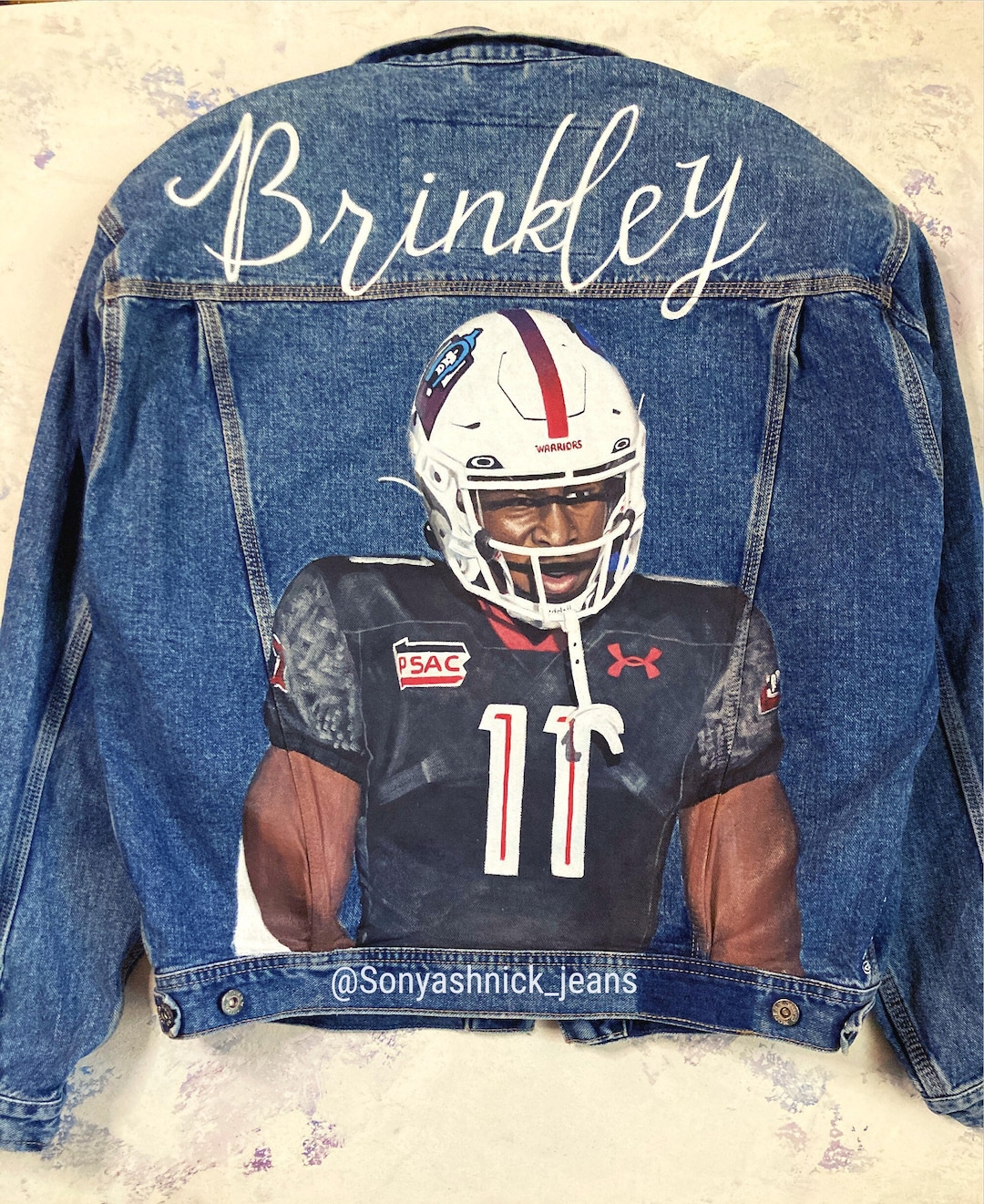 Personalized Jean Jacket, Painted Denim Jacket, Custom Jacket, Football ...