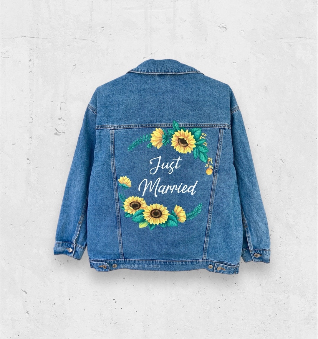 Bride Jean Jacket, Sunflowers Jacket, Hand Painted Jacket, Custom Bride ...
