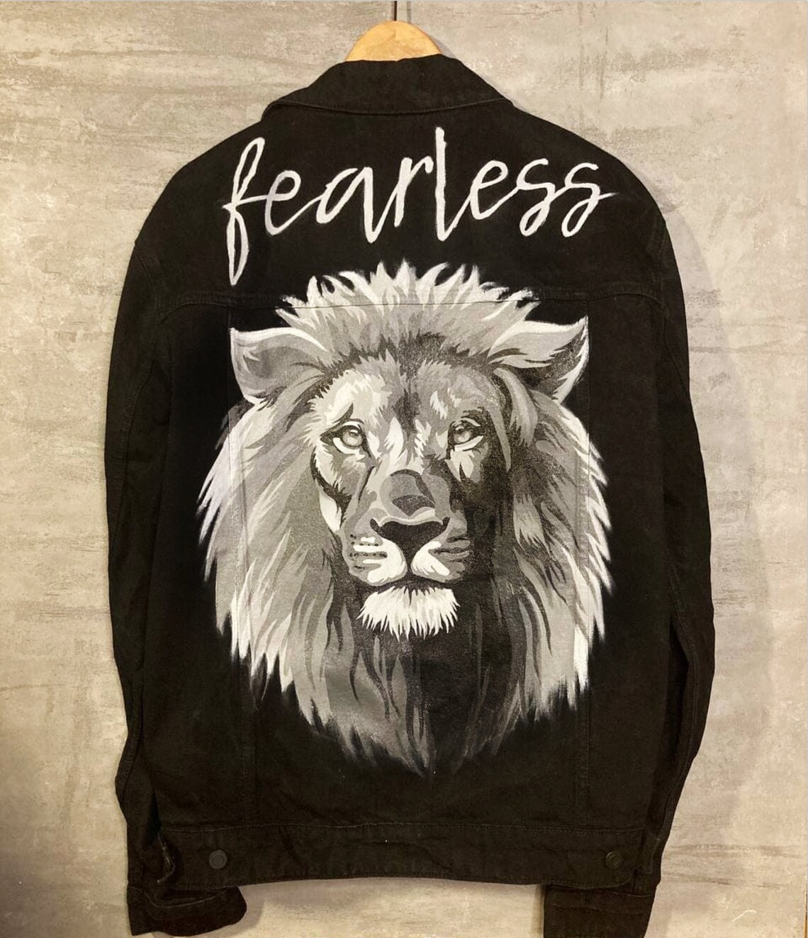 Hand Painted Denim Jacket Lion - Etsy