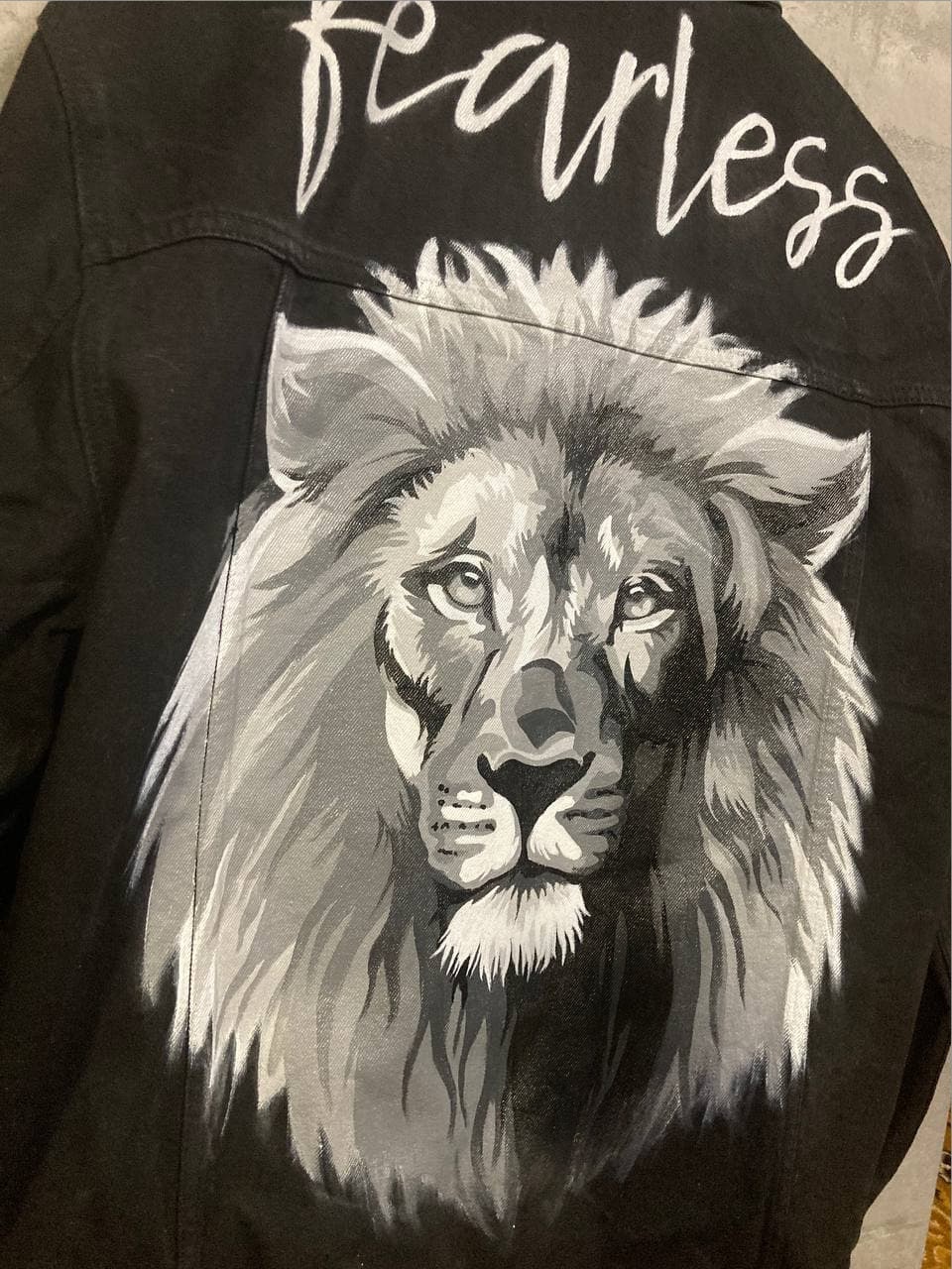 Hand Painted Denim Jacket Lion - Etsy