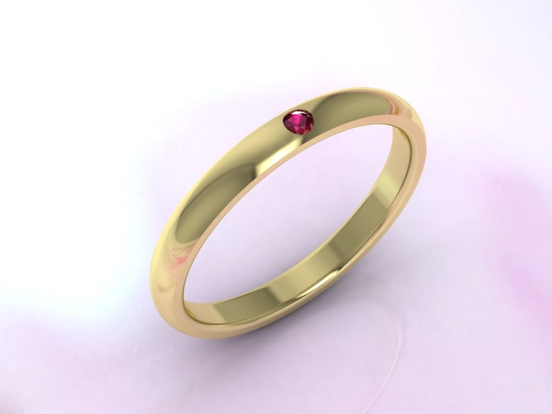 Ruby Wedding Band. Gold Wedding Ring. Dainty Ruby Ring. - Etsy