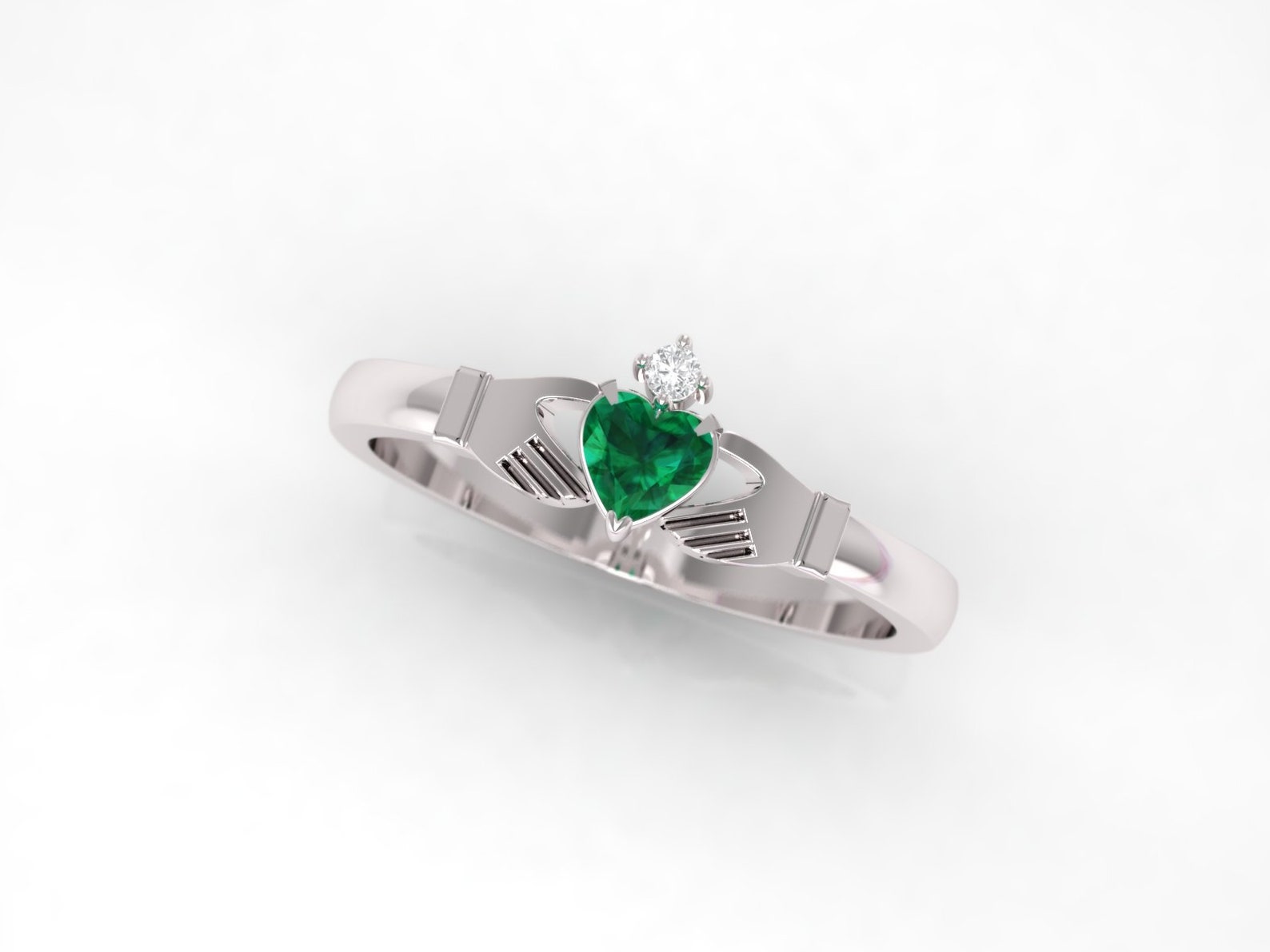 Claddagh Ring. Emerald and Diamond Claddagh Ring. Available in 9K, 14K ...