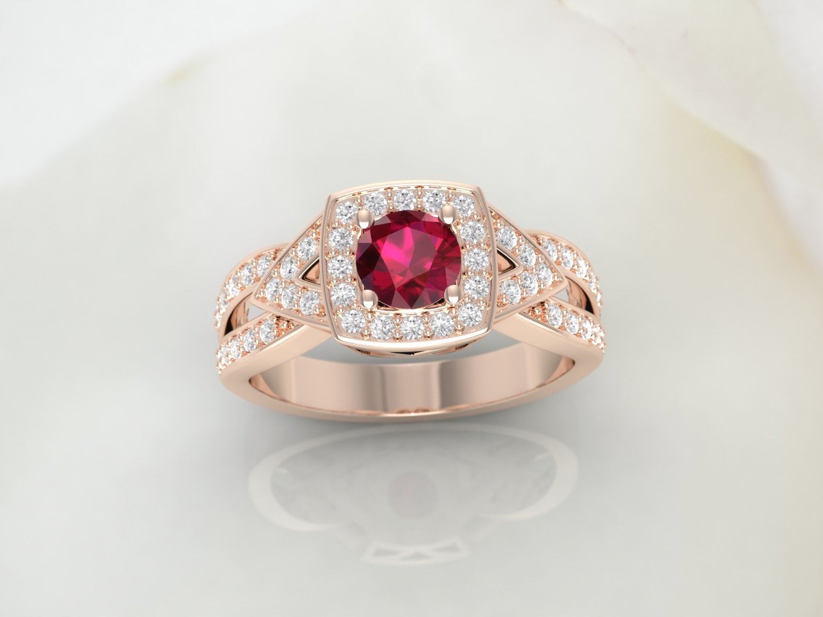 Ruby Engagement Ring. Art Deco Style Ruby and Diamond Ring. - Etsy