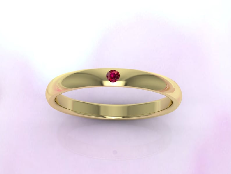 Ruby Wedding Band. Gold Wedding Ring. Dainty Ruby Ring. - Etsy