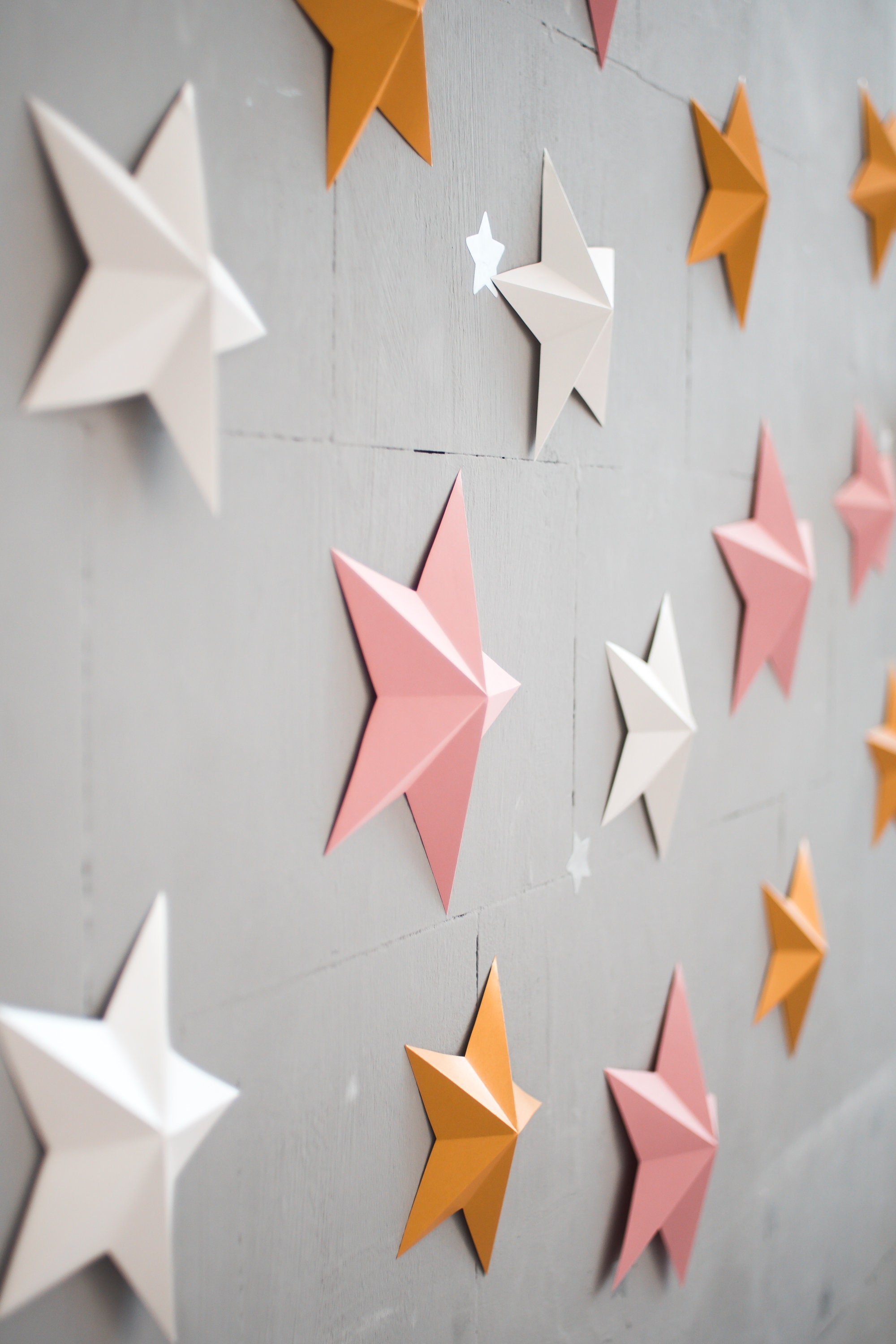 Twinkle Twinkle Little Star 3d Paper Stars Pink Gold Wall | Etsy