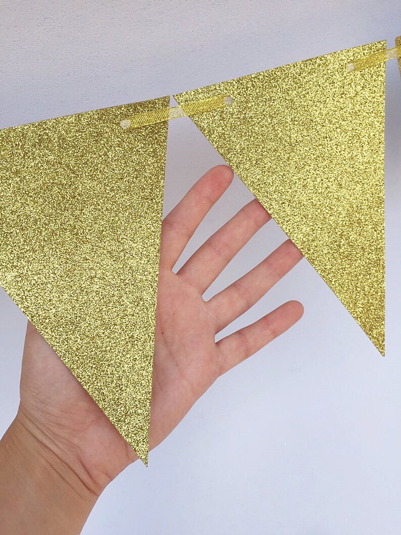 Gold Triangle Bunting Gold Pennant Party Banner Gold Glitter - Etsy