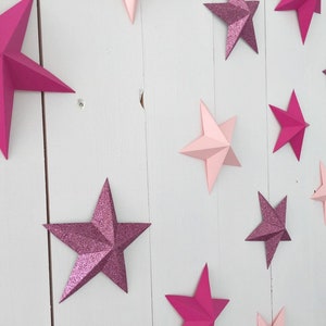 Paper Stars Pink Glitter Wall Hanging| Twinkle Little Star | Pink ...