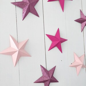 Paper Stars Pink Glitter Wall Hanging| Twinkle Little Star | Pink ...
