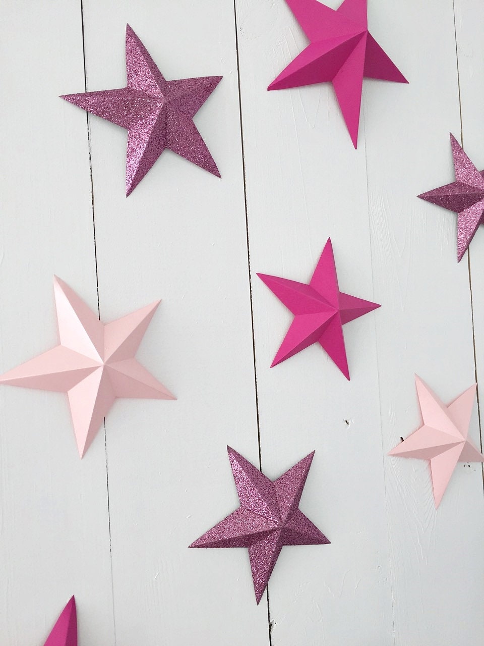 Paper Stars Pink Glitter Wall hanging Twinkle little star | Etsy