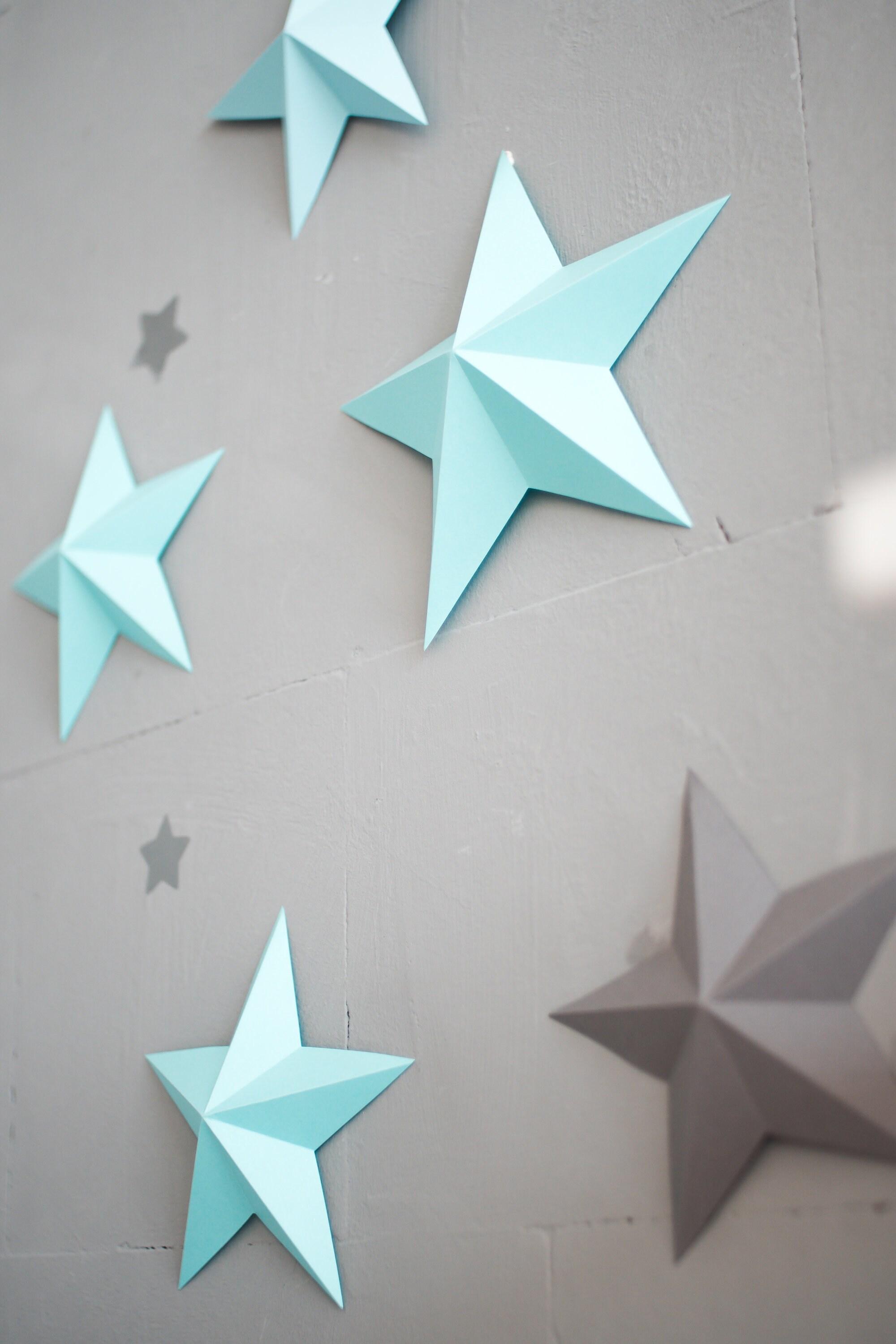 Twinkle Twinkle Little Star 3d Paper Stars Blue Gray Wall | Etsy