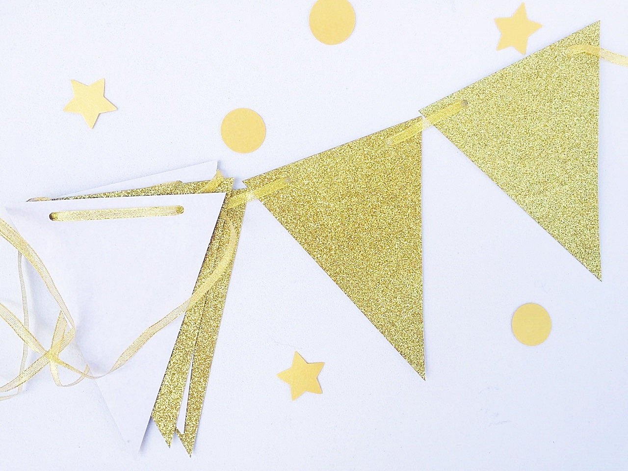 Gold Triangle Bunting Gold Pennant Party Banner Gold Glitter - Etsy