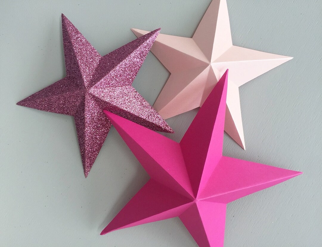 Paper Stars Pink Glitter Wall Hanging| Twinkle Little Star | Pink ...