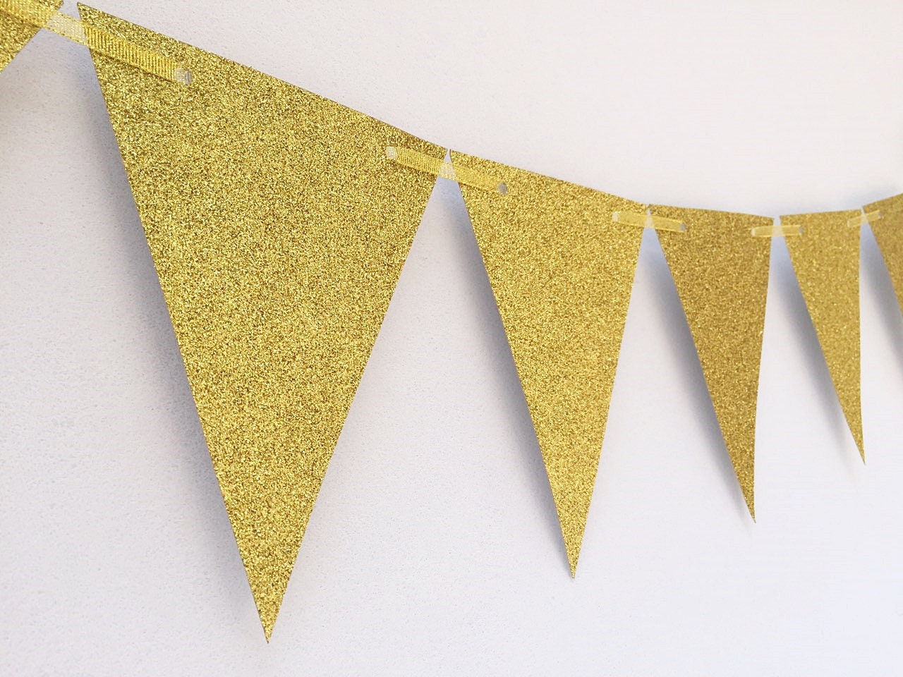 Gold Triangle Bunting Gold Pennant Party Banner Gold Glitter - Etsy