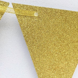 Gold Triangle Bunting, Gold Pennant Party Banner, Gold Glitter Single ...
