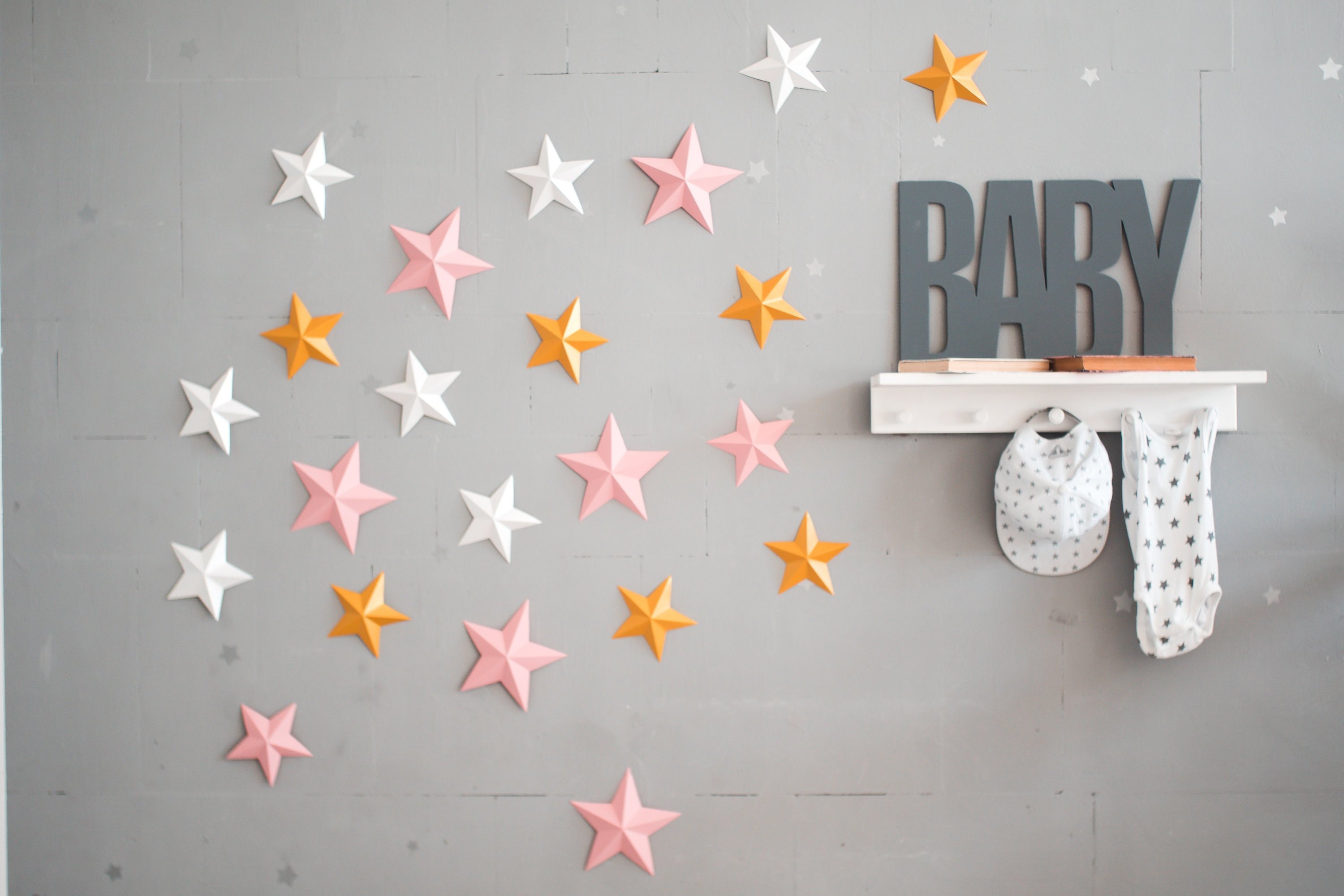 Twinkle Twinkle Little Star 3d Paper Stars Pink Gold Wall | Etsy