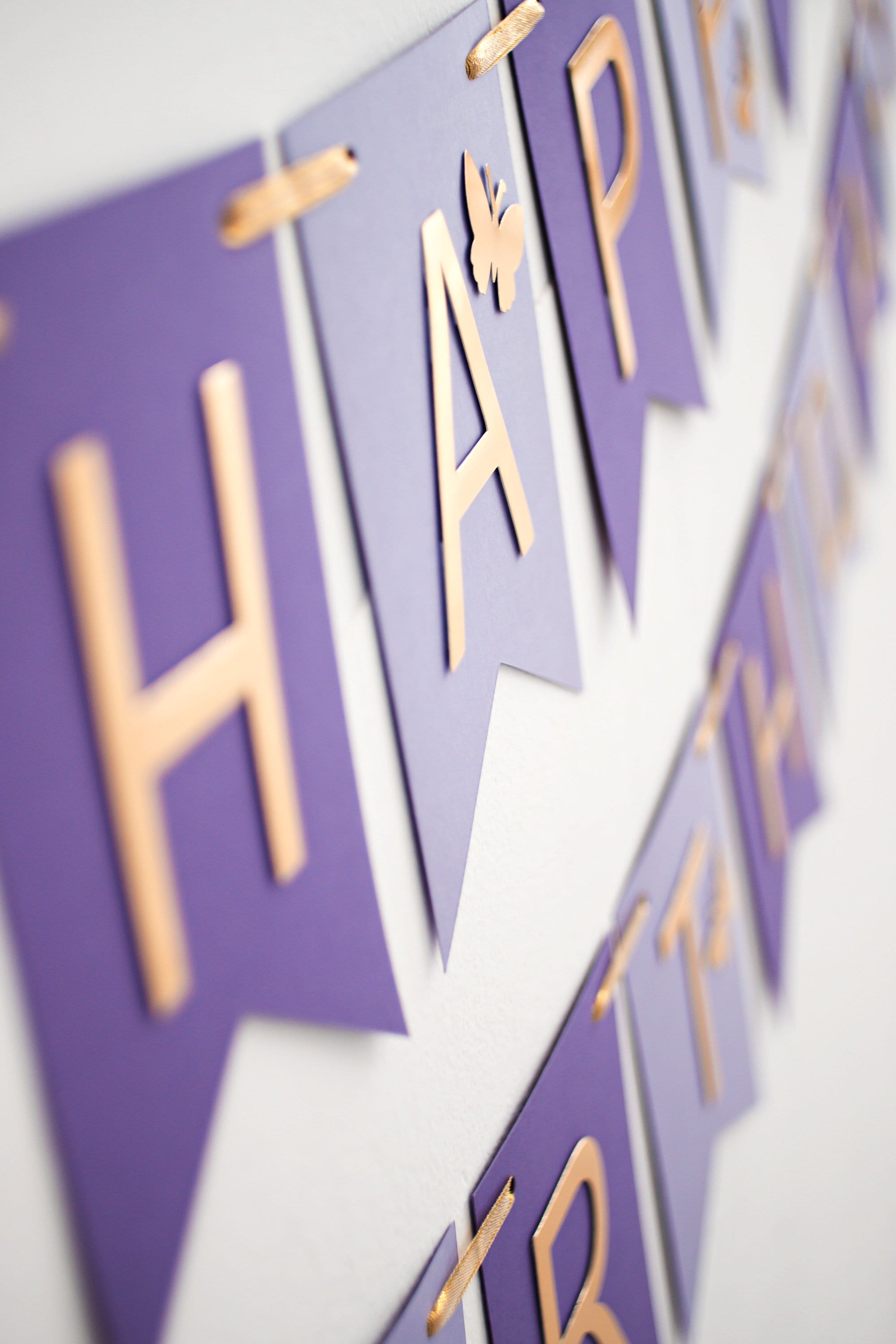 Purple Lavender Gold Birthday Banner Happy Birthday Banner - Etsy