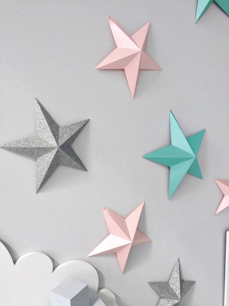 Paper Stars Silver Glitter Wall Hanging Twinkle Little Star - Etsy