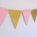 Paper Pink Gold Bunting Triangle Penant Party Banner Pink - Etsy