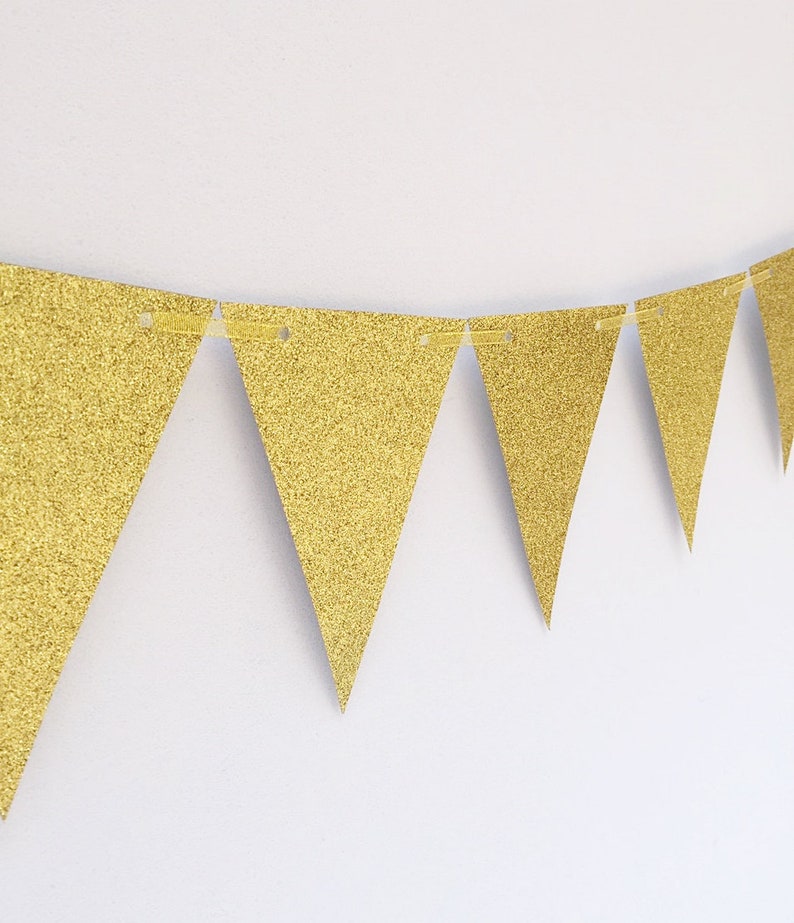 Gold Triangle Bunting Gold Pennant Party Banner Gold Glitter - Etsy