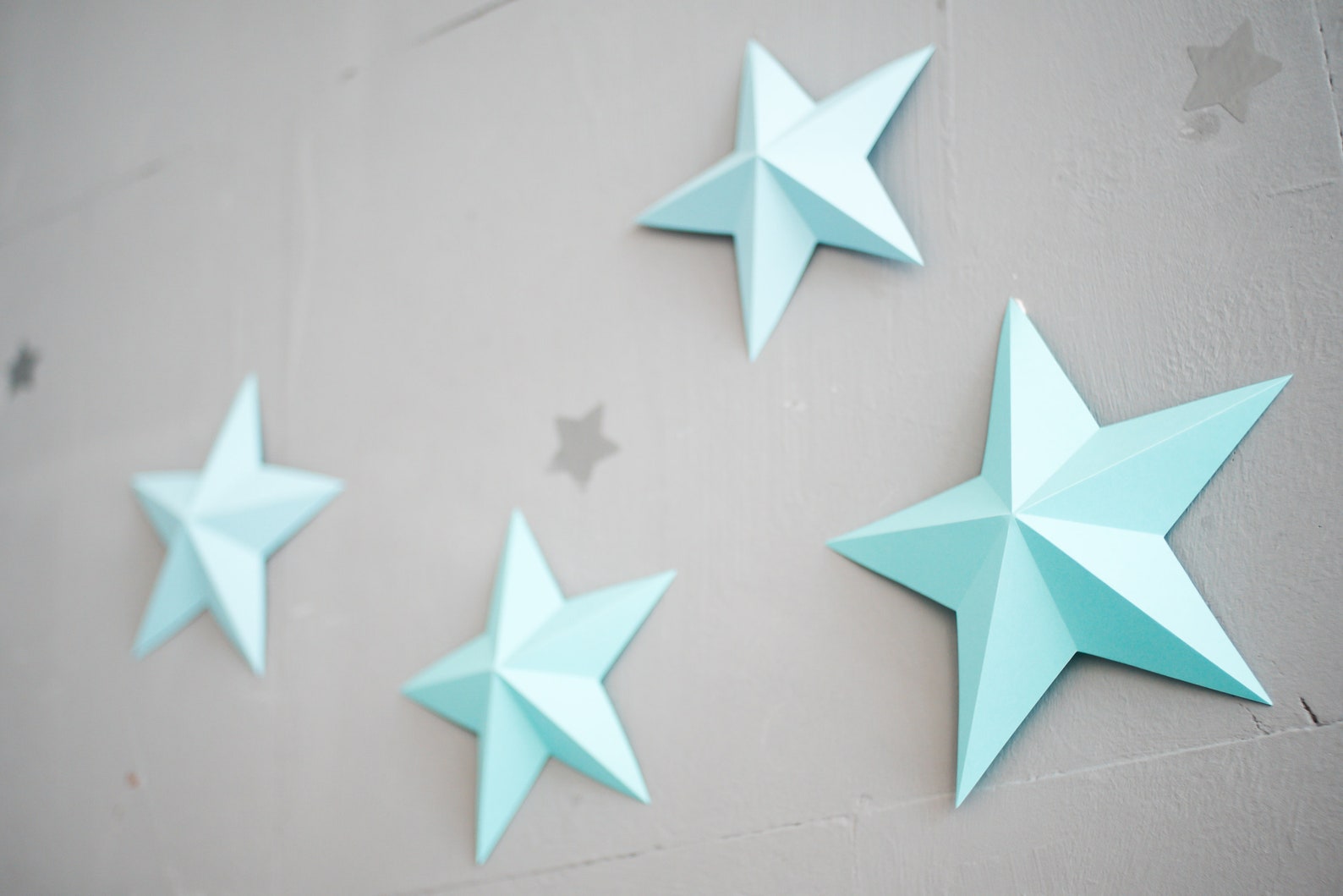 Twinkle Twinkle Little Star 3d Paper Stars Blue Gray Wall | Etsy
