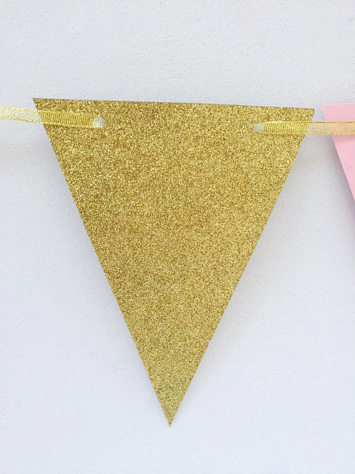 Paper Pink Gold Bunting Triangle Penant Party Banner Pink | Etsy