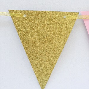 Paper Pink Gold Bunting , Triangle Penant Party Banner , Pink Gold Flag ...
