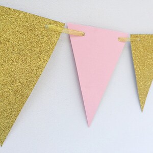Paper Pink Gold Bunting Triangle Penant Party Banner Pink - Etsy