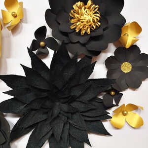 Gold Black large paper flowers set. Nursery wall decor floral | Etsy