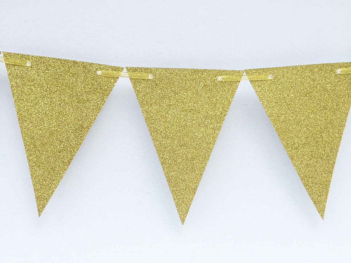 Gold Triangle Bunting Gold Pennant Party Banner Gold Glitter | Etsy