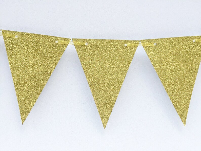 Gold Triangle Bunting Gold Pennant Party Banner Gold Glitter - Etsy