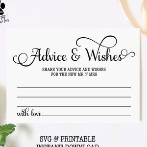 Advice and Wishes Cards, Marriage Advice, Printable Advice and Wishes ...