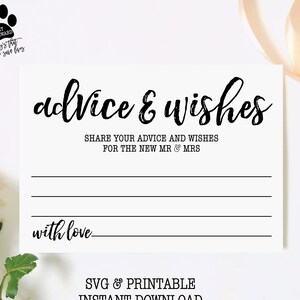 Advice and Wishes Cards, Marriage Advice, Printable Advice and Wishes ...