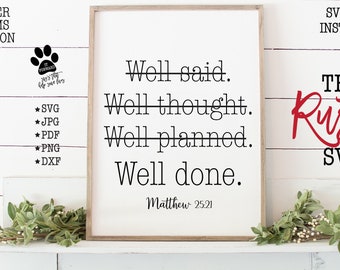 Well Done Good and Faithful Servant Svg - Etsy