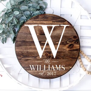 Last Name Sign, Wooden Circle Name Sign, Personalized Last Name Sign ...