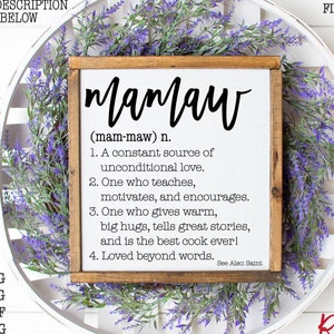 Mamaw Definition Mamaw Svg Grandma Definition Mother's | Etsy